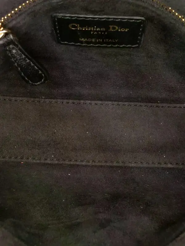 Dior 2019 Mini Velvet Cannage Lady Satchel - Black