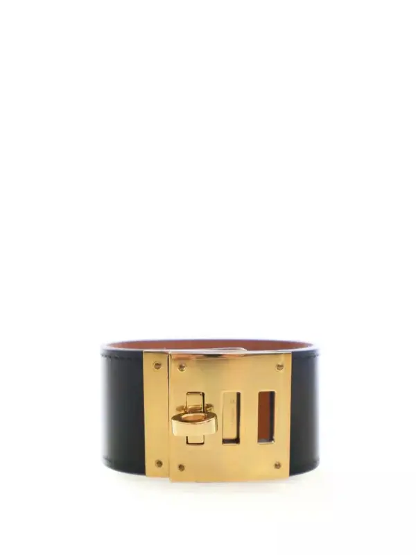 Hermès 2013 Swift And Gold Plated Kelly Extreme Dog Bracelet Costume Bracelet - Black