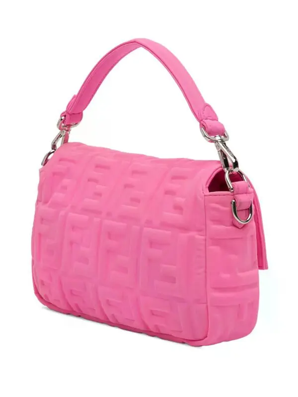 Fendi 2000-2010 Embossed Lycra Baguette Satchel - Pink