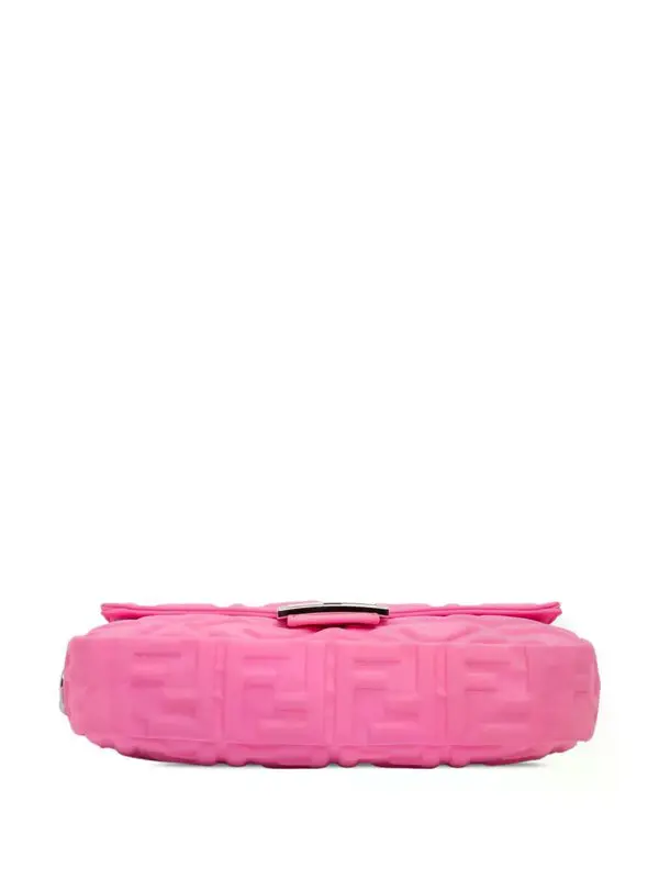 Fendi 2000-2010 Embossed Lycra Baguette Satchel - Pink