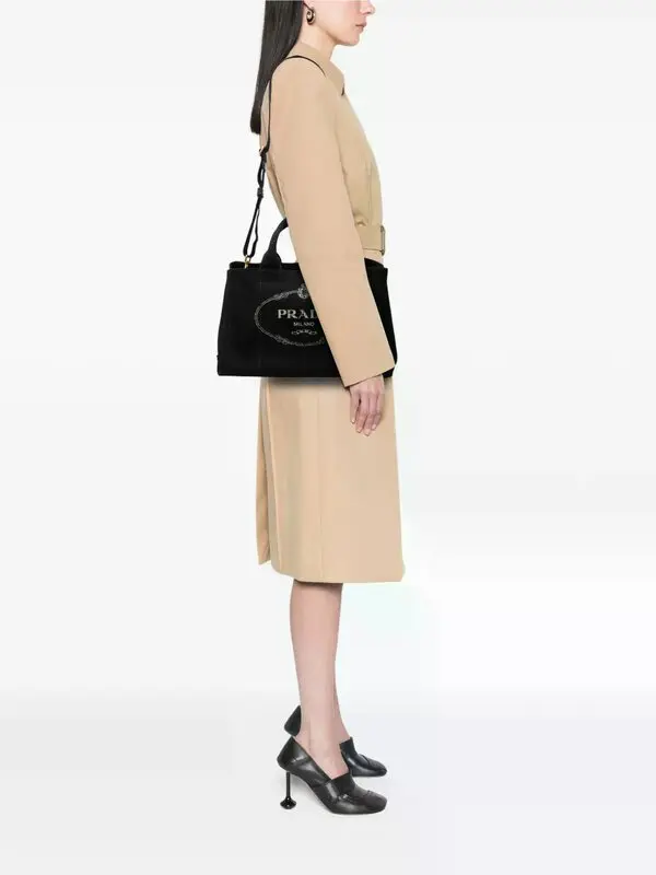 Prada Canvas Canapa Logo Satchel - Black