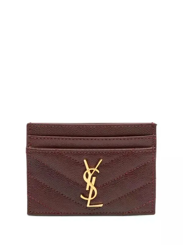 Saint Laurent 2023 Grain De Poudre Monogram Cassandre Case Card Holder - Red