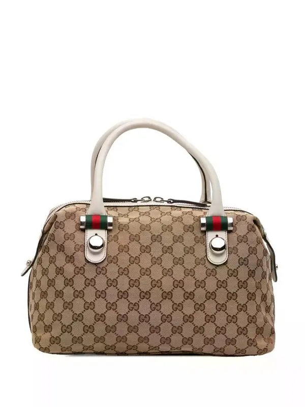 Gucci 2016-2026 Gg Canvas Web Match Ball Boston Bag - Brown