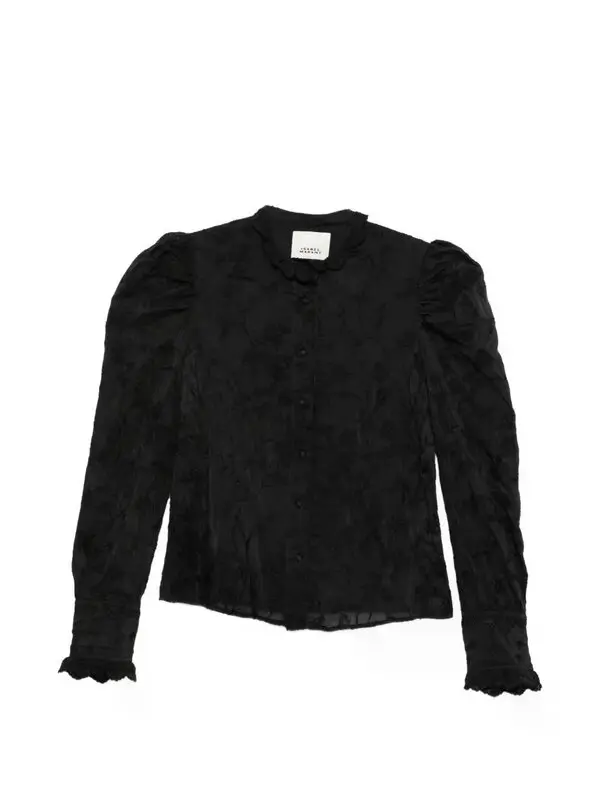 Isabel Marant Zorica Ruffled Puff-sleeve Blouse - Black