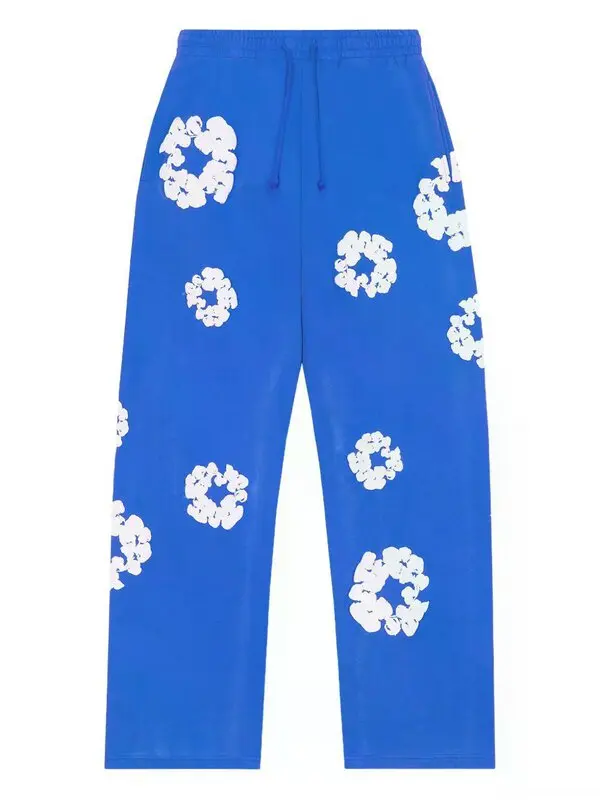 DENIM TEARS Wreath-print Track Pants - Blue