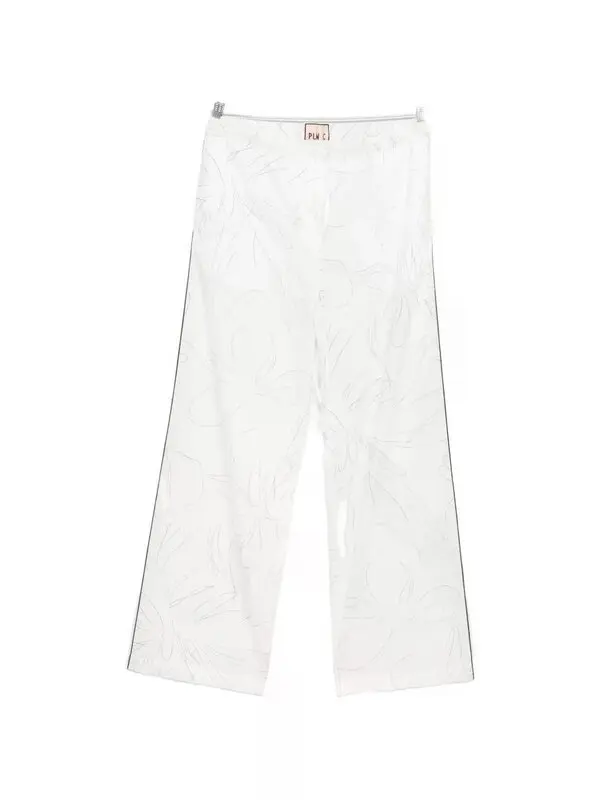 Plan C Floral Poplin Trousers - White
