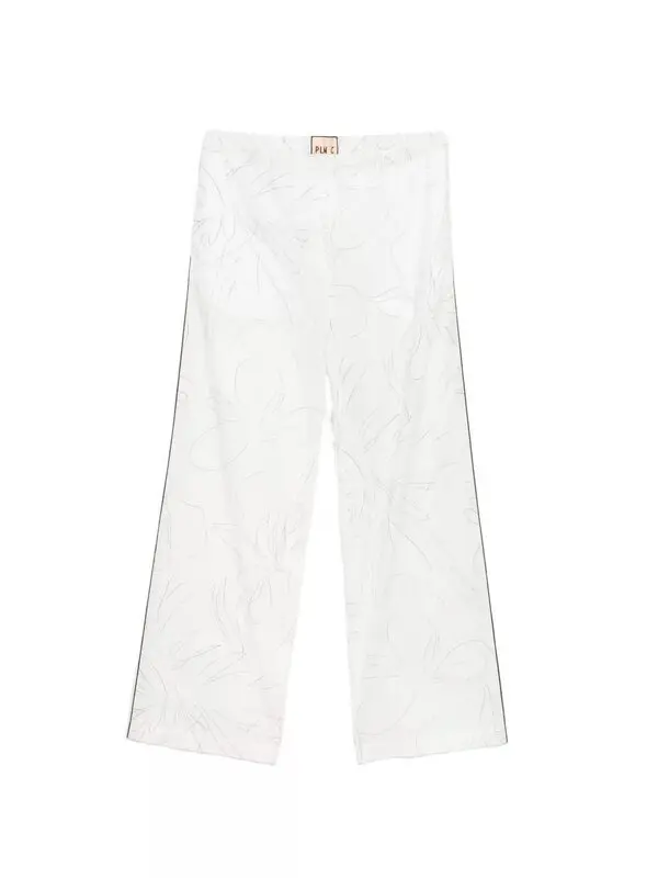 Plan C Floral Poplin Trousers - White