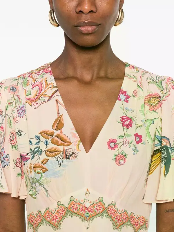 Etro Floral Print V-neck Dress - Pink