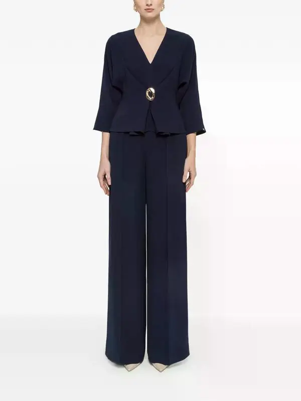 NISSA High-waisted Crepe Trousers - Blue