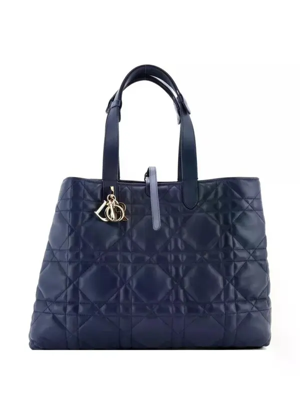 Dior Toujours Macrocannage Quilt Calfskin Large Tote Bag - Blue