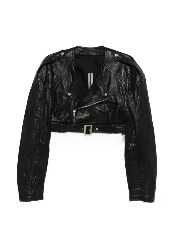 Rick Owens Micro Biker Belted Jacket - Black