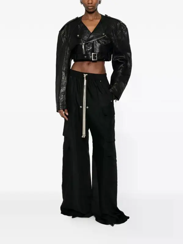 Rick Owens Micro Biker Belted Jacket - Black