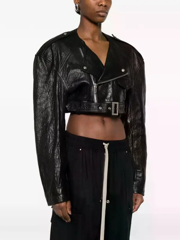Rick Owens Micro Biker Belted Jacket - Black