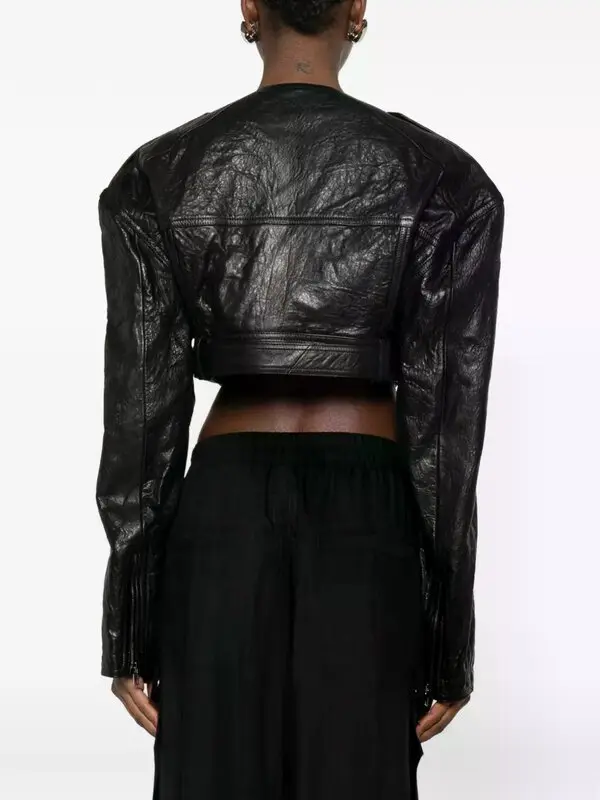 Rick Owens Micro Biker Belted Jacket - Black