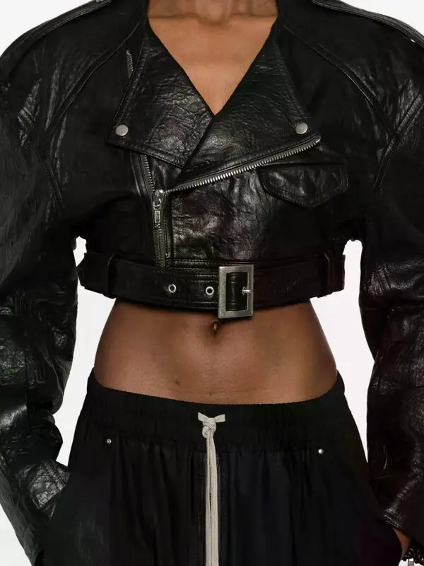 Rick Owens Micro Biker Belted Jacket - Black