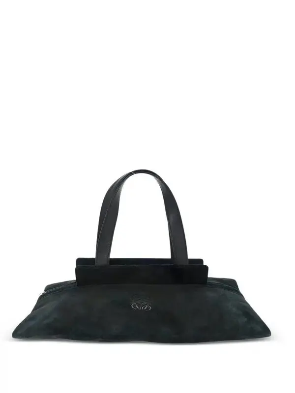 Loewe 1990s Anagram Suede Handbag - Black