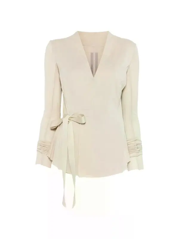 Rick Owens V-neck Cardigan With Ribbon Detail - Neutrals