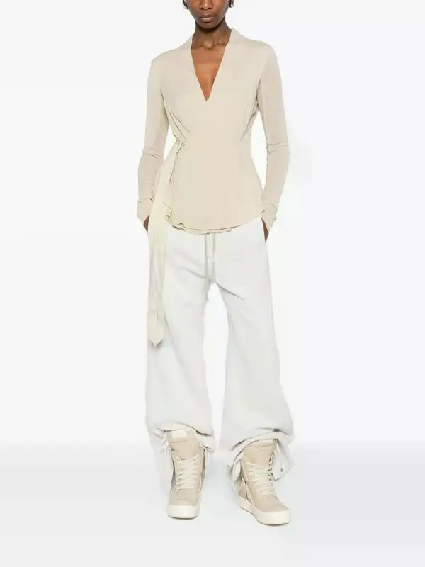Rick Owens V-neck Cardigan With Ribbon Detail - Neutrals
