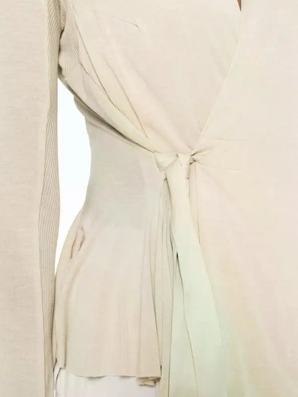 Rick Owens V-neck Cardigan With Ribbon Detail - Neutrals