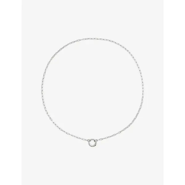Monica Vinader Oval Link Charm Necklace - Silver