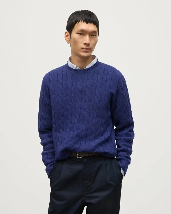Johnstons Of Elgin Calder Cable Cashmere Jumper - Grey