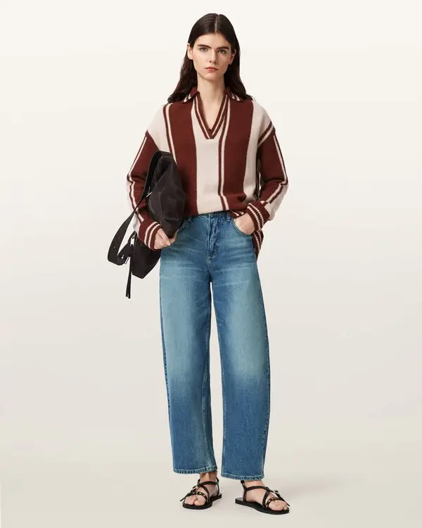 ALLSAINTS Sadie Barrel Leg Denim Jeans - Blue