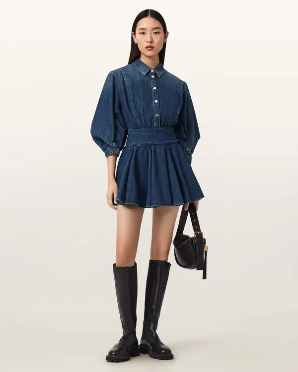 ALLSAINTS Arlo Denim Mini Dress - Blue