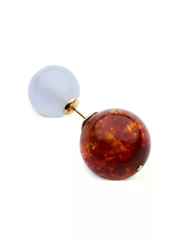 LUMINOUS 27 Bolas Duo Chalcedony And Amber Earrings - Gold