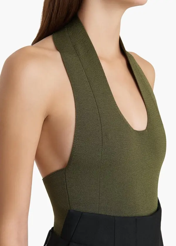 Khaite Halter Bodysuit - Olive