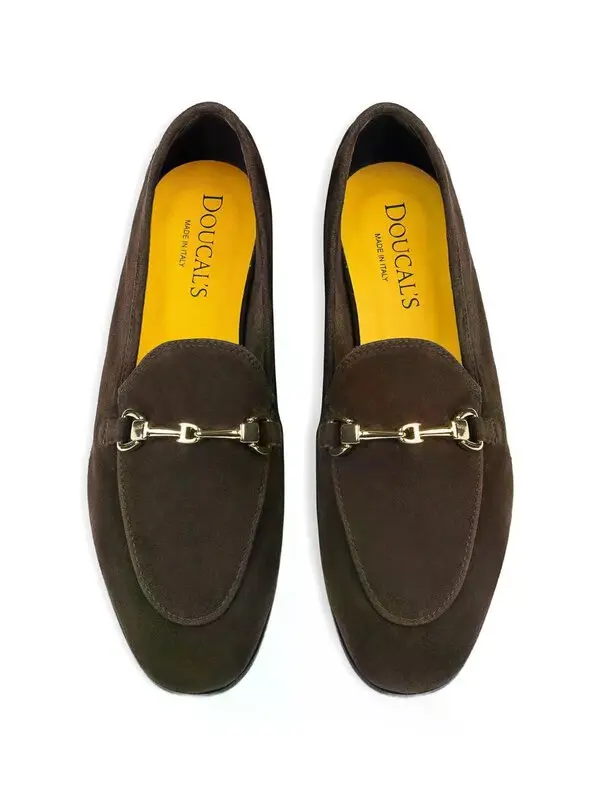 DOUCAL'S Metal-detail Suede Loafers - Brown