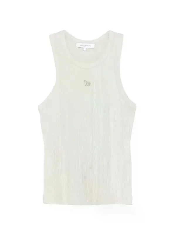 Maison Kitsuné Rib-knit Tank Top With Logo Patch