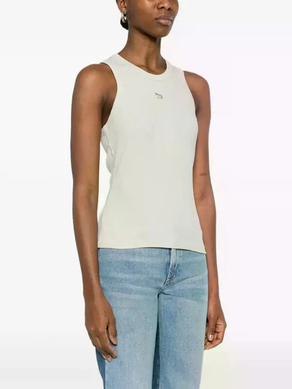 Maison Kitsuné Rib-knit Tank Top With Logo Patch
