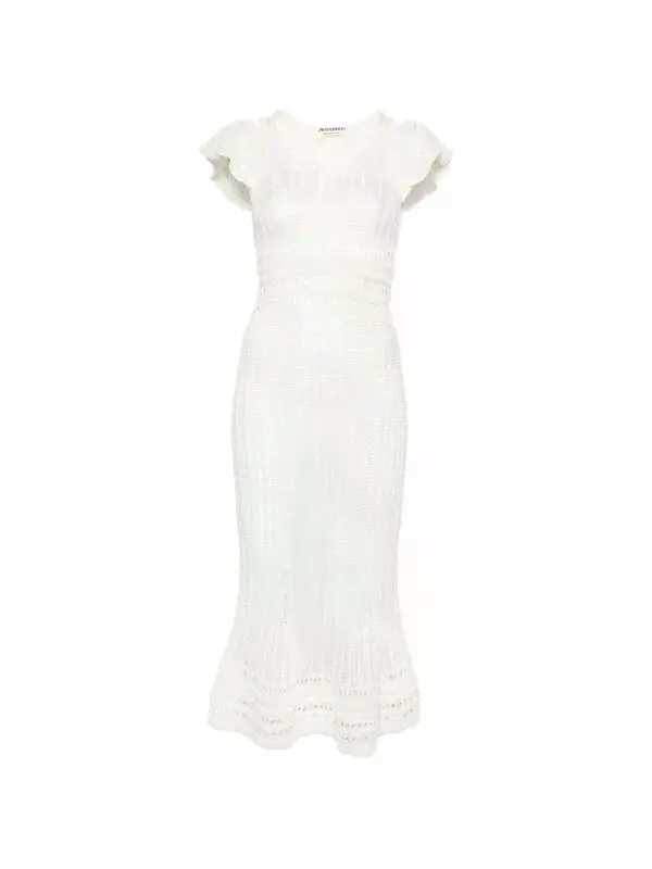 JW Anderson Ruffled Crochet Dress - White