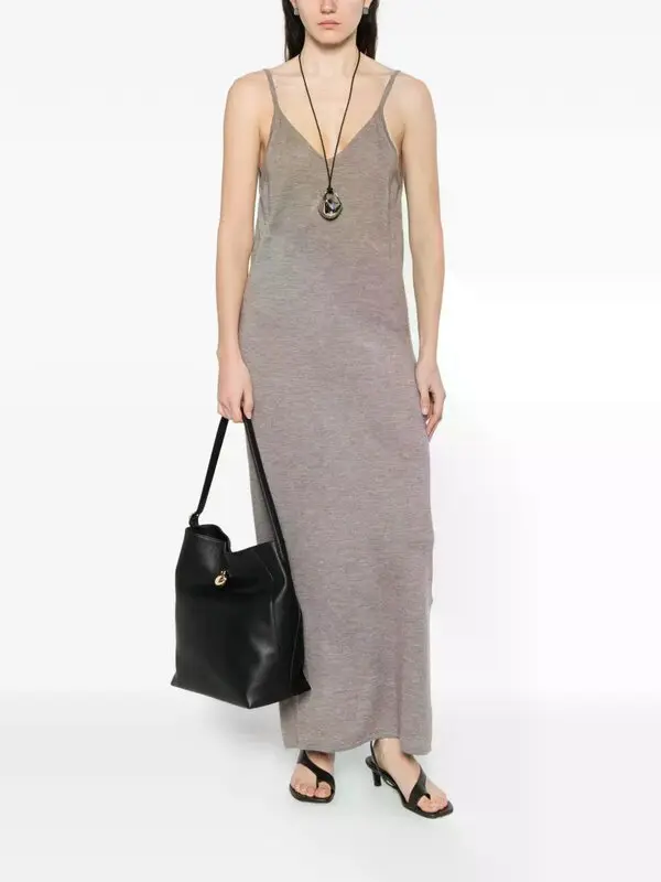 LISA YANG Albina V-neck Midi Dress - Brown