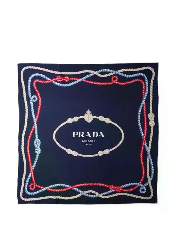 Prada Silk Scarf - Blue