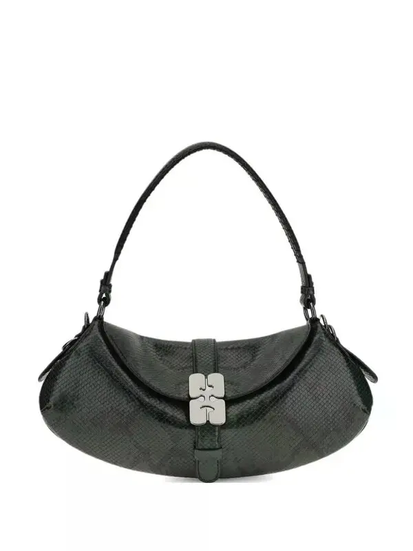 GANNI B-kat Snake-effect Buckle Shoulder Bag - Green