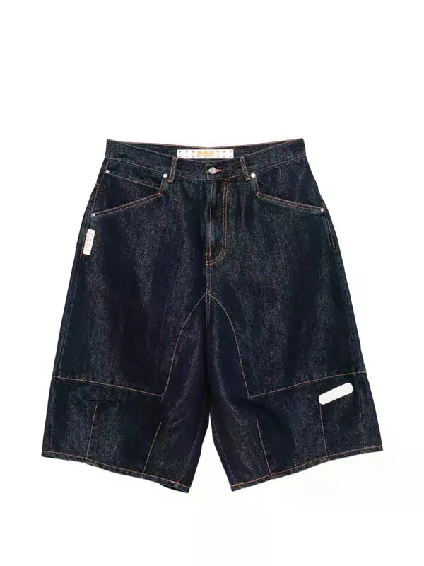 PDF Contrast-stitch Denim Shorts