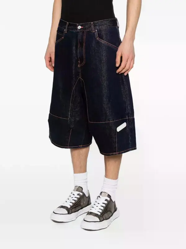 PDF Contrast-stitch Denim Shorts