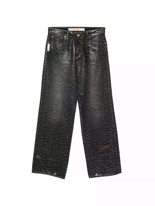 PDF Leopard Print Denim Jeans