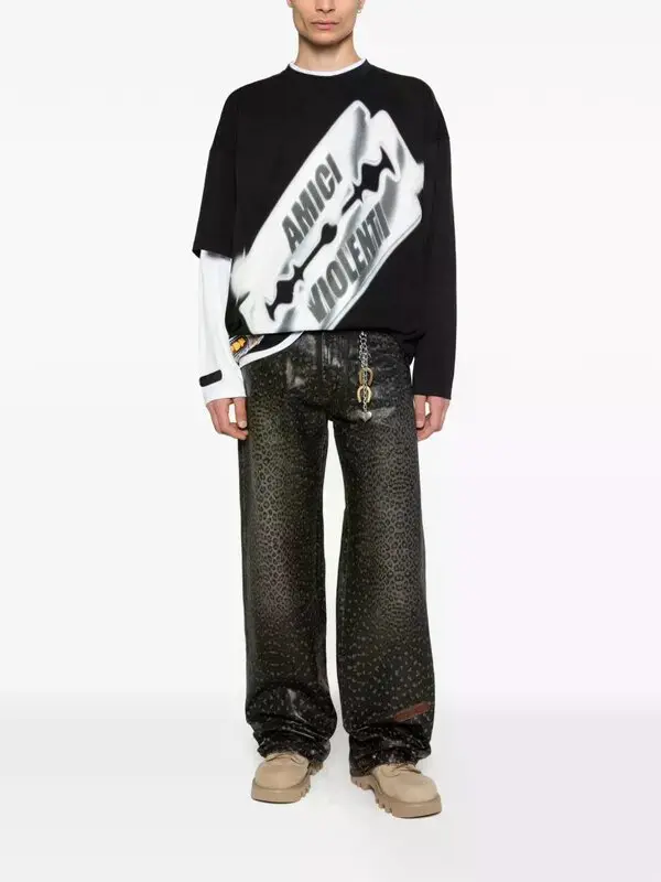 PDF Leopard Print Denim Jeans