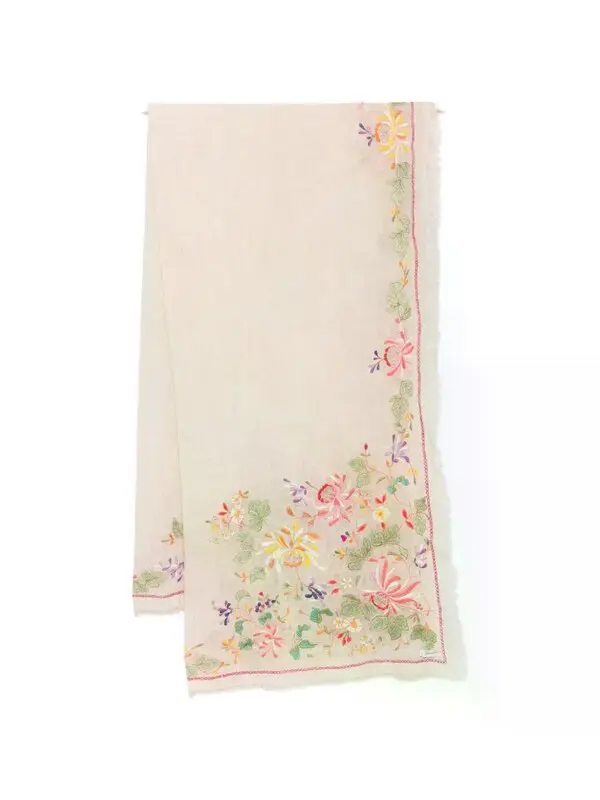 Faliero Sarti Gerbera Floral-embroidered Scarf - Neutrals