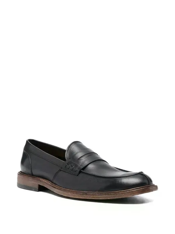 FRANCO FEDELE Leather Penny Loafers - Black