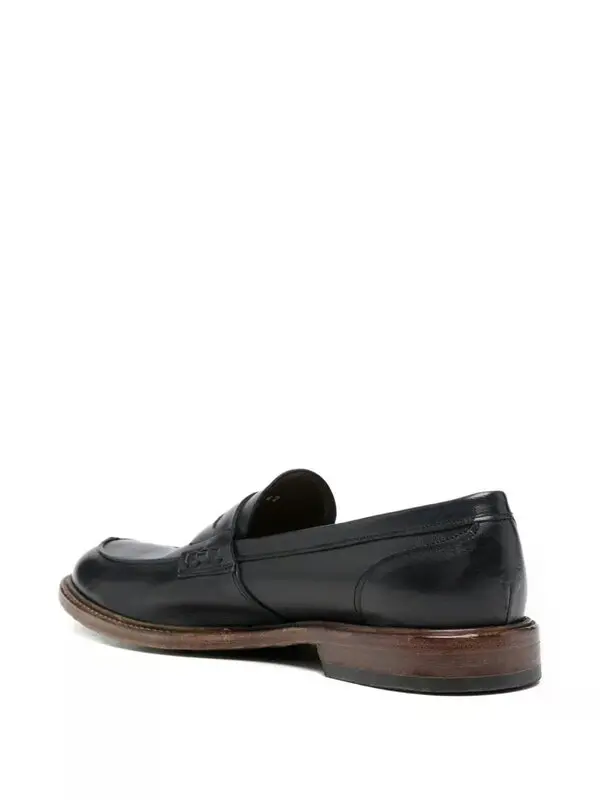 FRANCO FEDELE Leather Penny Loafers - Black