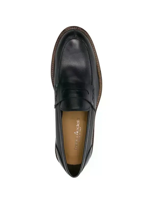 FRANCO FEDELE Leather Penny Loafers - Black