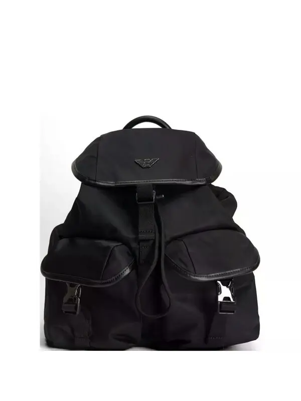 Emporio Armani Flap Buckle Backpack - Black