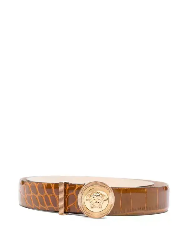 Versace Medusa-plaque Embossed Belt - Brown