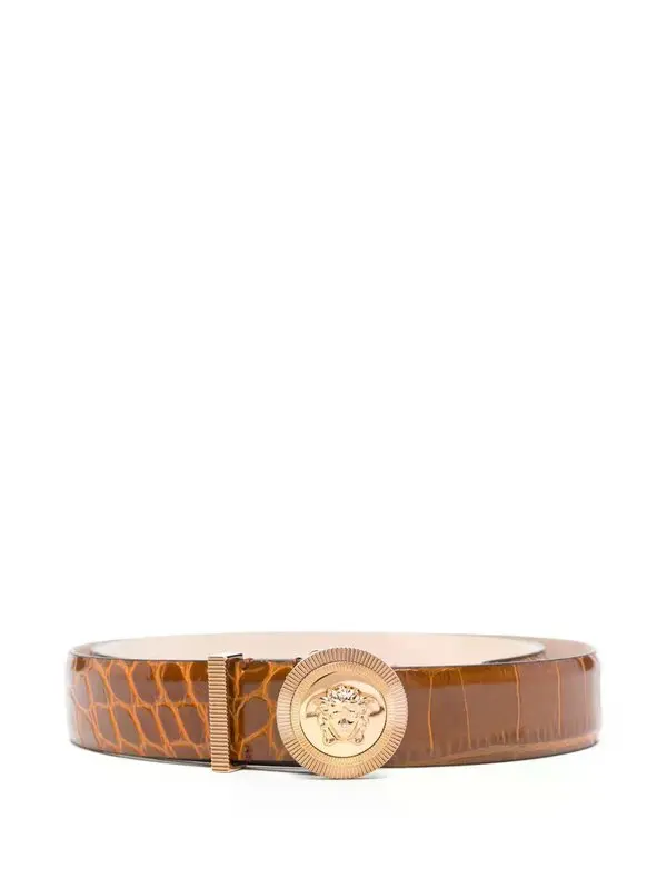 Versace Medusa Plaque Embossed Belt - Brown