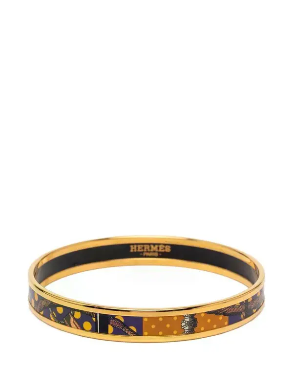 Hermès 2000-2025 Narrow Enamel Clic Clac A Pois Bangle 62 Costume Bracelet - Gold