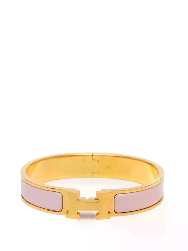 Hermès 2000-2010 Narrow Enamel Clic H Bracelet Pm Costume Bracelet - Gold