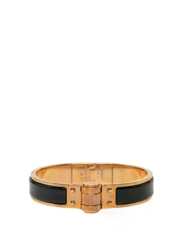 Hermès 20th Century Narrow Enamel Charniere Uni Hinged Bracelet Costume Bracelet - Black